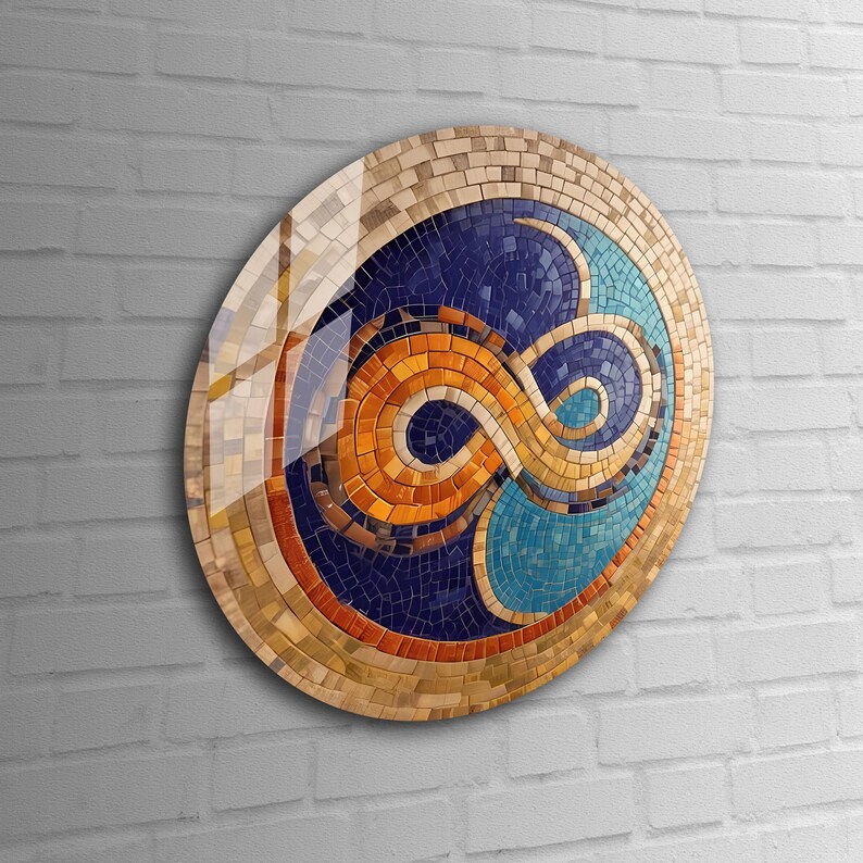 Infinity Symbol Glass Wall Art-round Ancient Mosaic-modern Art-round ...