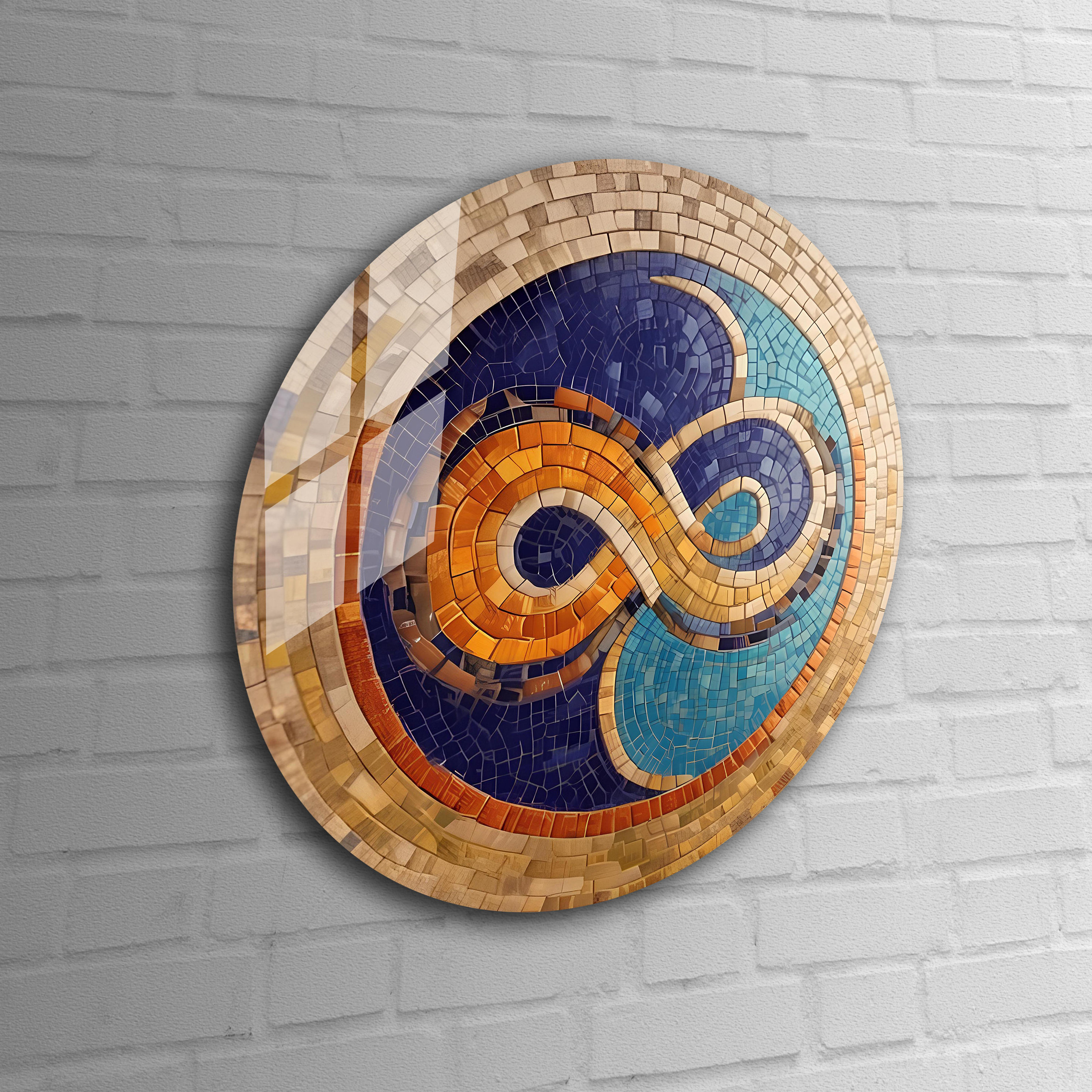 Infinity Symbol Glass Wall Art-round Ancient Mosaic-modern - Etsy