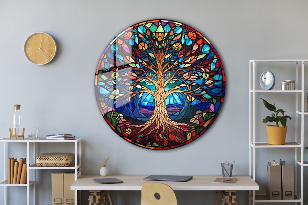 Tree of Life Stained Glass Wall Painting -home&office Wall Art Decor ...