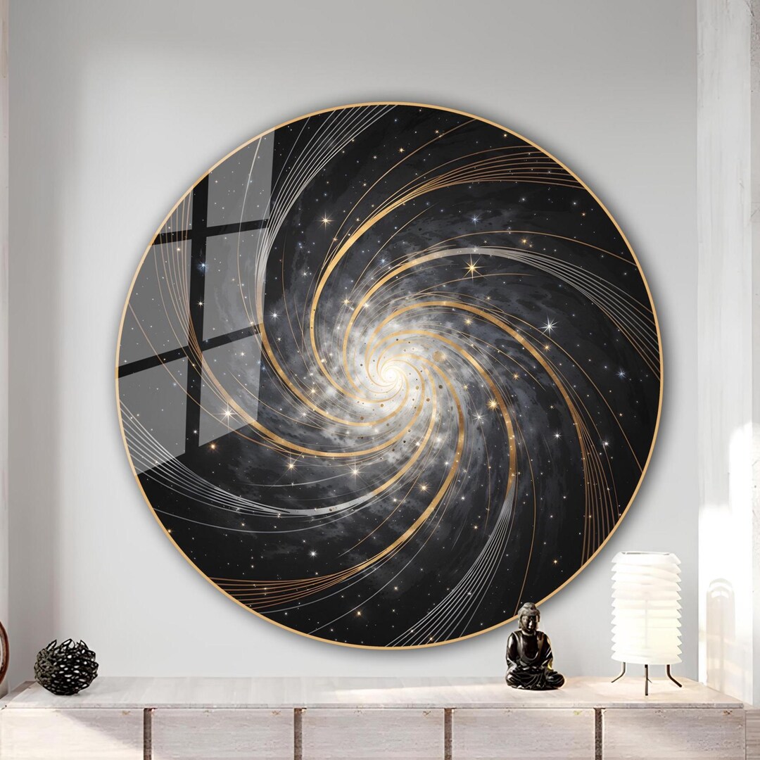 Galaxy Vortex Wall Art-tempered Glass Wall Art-round Wall Art Gift ...