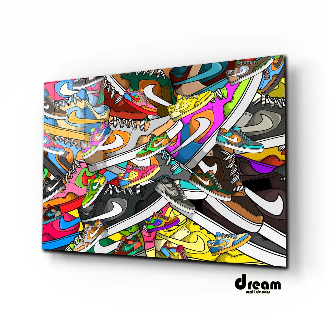 Jordan Graffiti Glass Wall Art, Air Jordan Glass Wall Art, Jordan 1 ...
