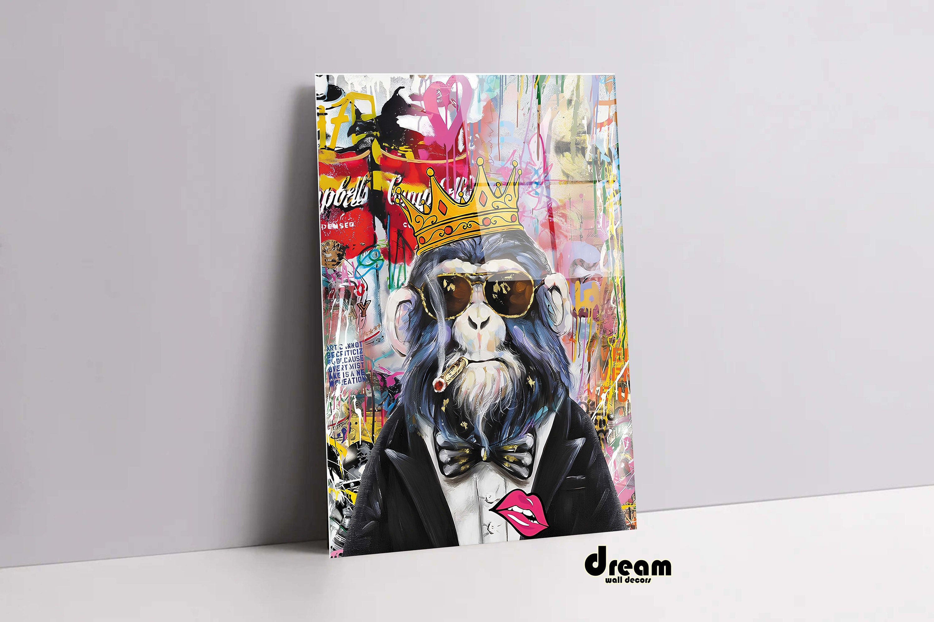 Monkey Chimp Smoking Spliff Glass Wall Art Print Poster Ready - Etsy