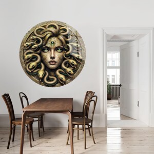 Medusa Wall Art, Round Glass Art, Tempered Glass Wall Art, Medusa Wall ...