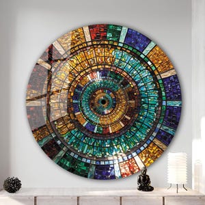 Stained Glass Wall Art Print Round Glass Art Panoramic Large Wall Art ...