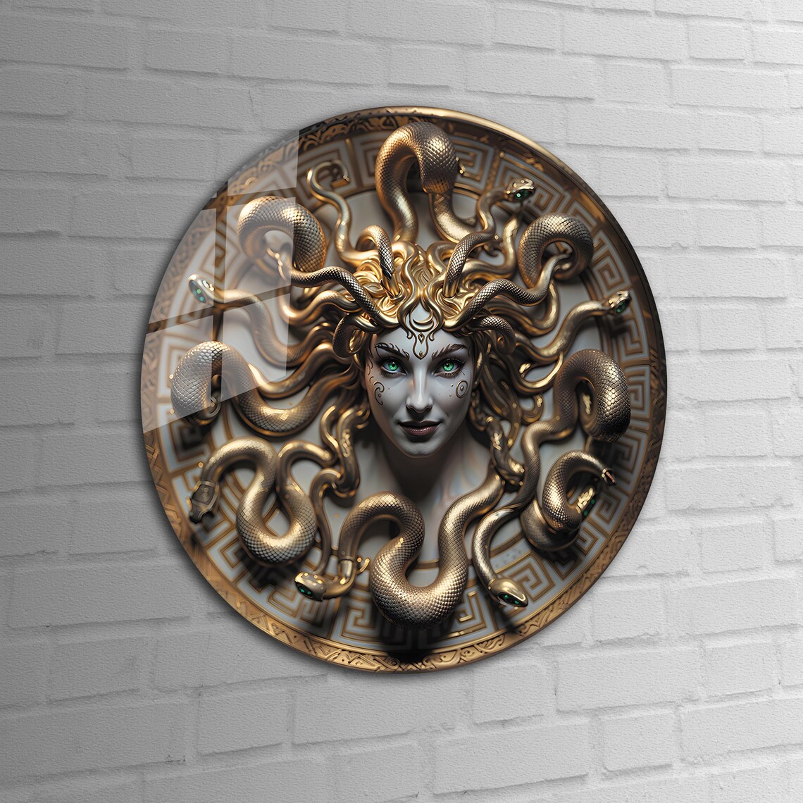 Medusa Wall Art, Round Glass Art, Tempered Glass Wall Art, Medusa Wall ...