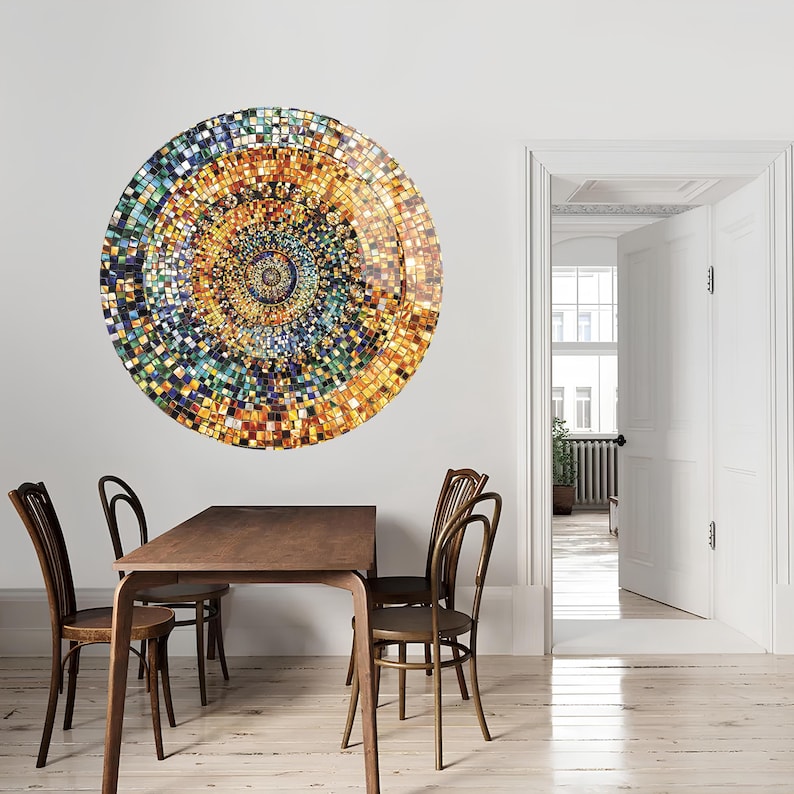 Tempered Glass Wall Art-stained Round Wall Art Gift-circle Wall Art ...
