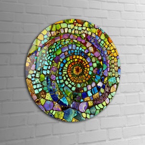 Stained Glass Wall Art Print Round Glass Art Panoramic Large Wall Art ...