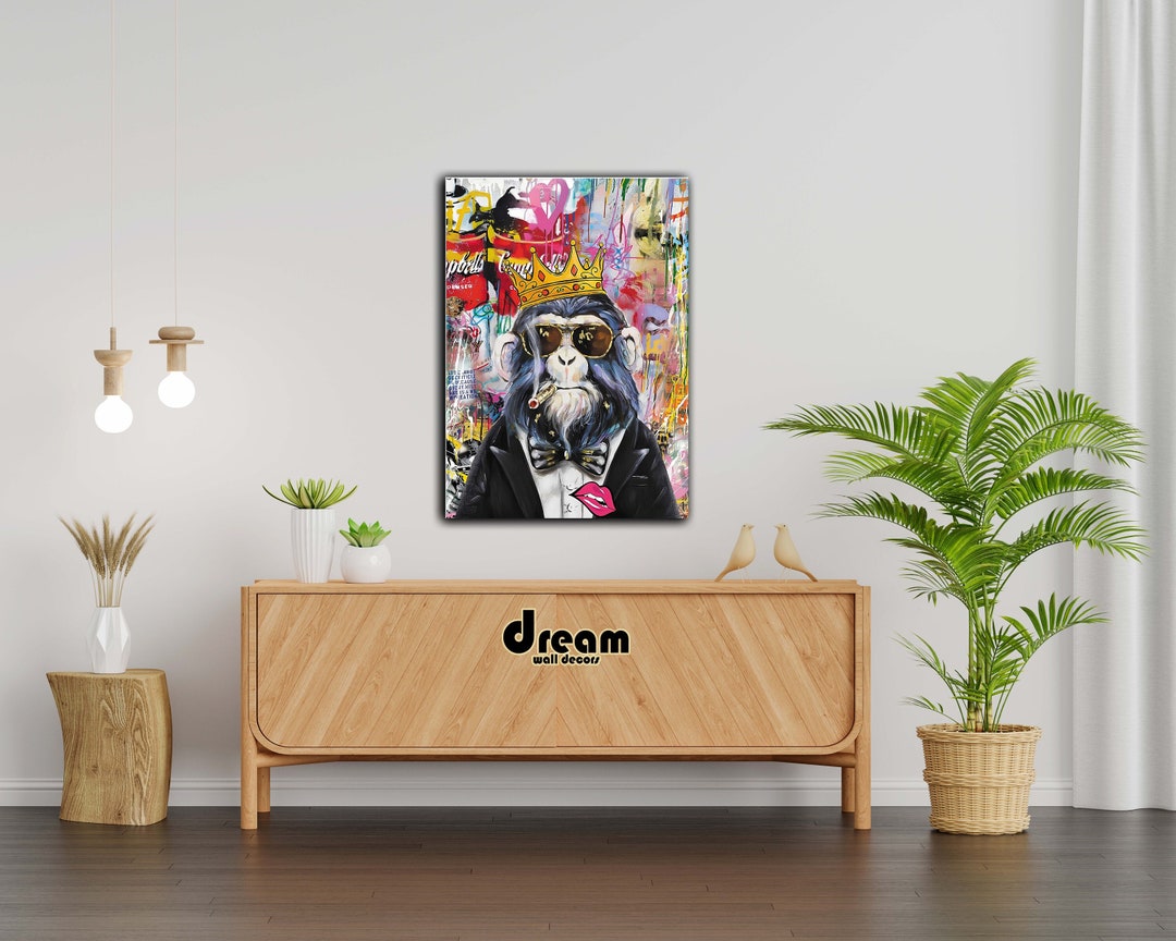 Monkey Chimp Smoking Spliff Glass Wall Art Print Poster Ready - Etsy