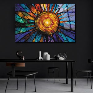 Tempered Glass Wall Art-stained Round Wall Art Gift-circle Wall Art ...