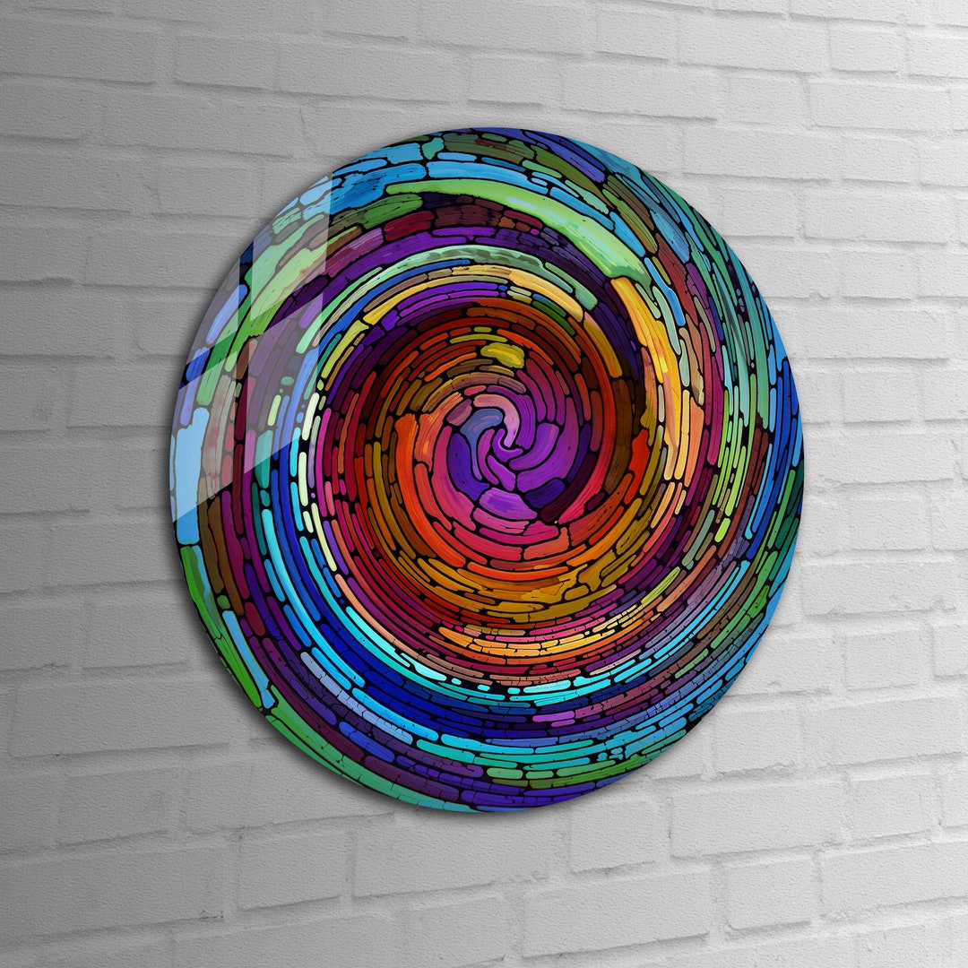 Tempered Glass Wall Art-stained Round Wall Art Gift-circle Wall Art ...