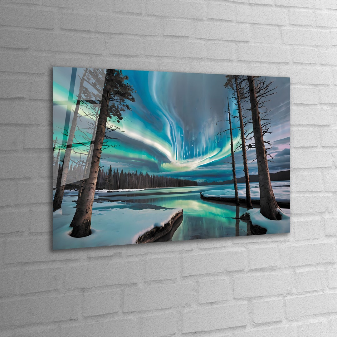 Northern Lights Glass Wall Art, Glass Printing, Tempered Glass Wall Art ...