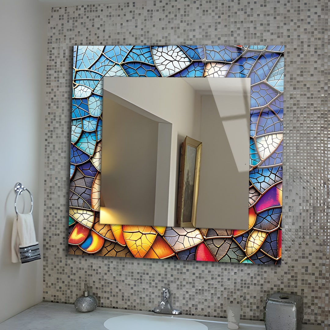 Round Mirror Wall Decor for Bathroom, Glass Wall Decor for Entryway ...