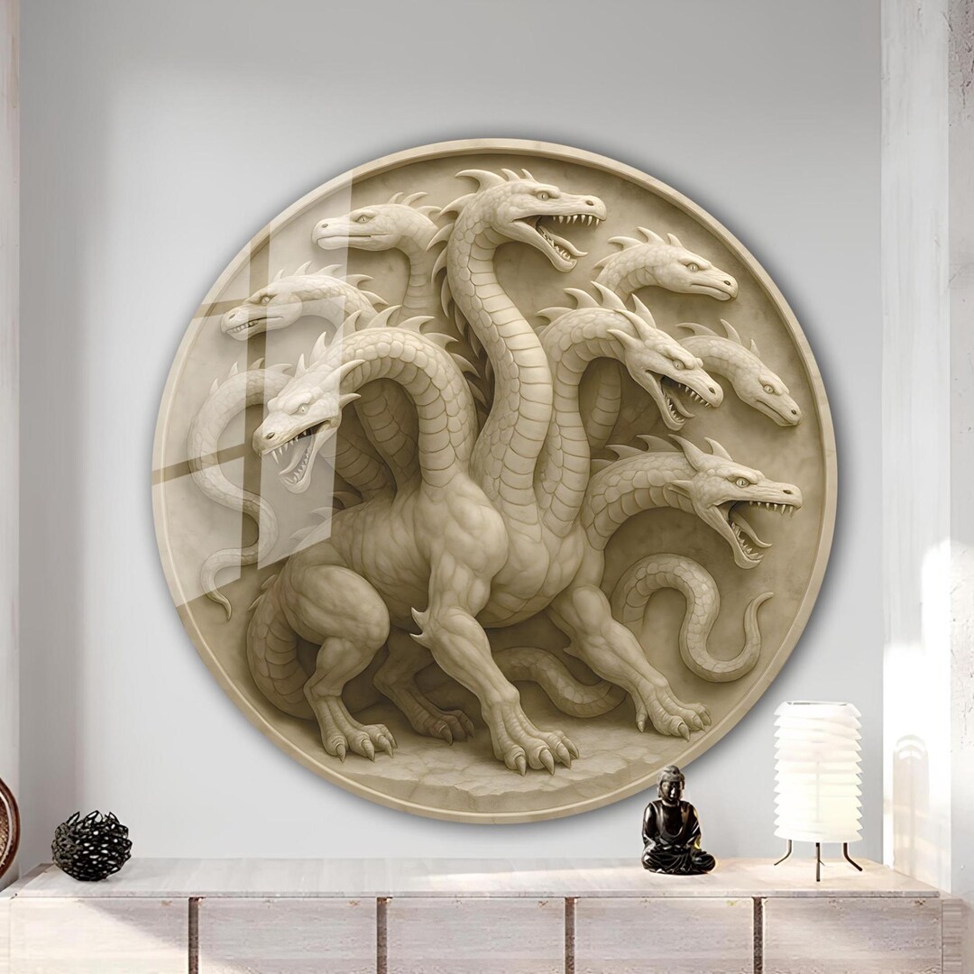 Hydra Marble Look Wall Art Round Glass Art Tempered Glass Wall Art