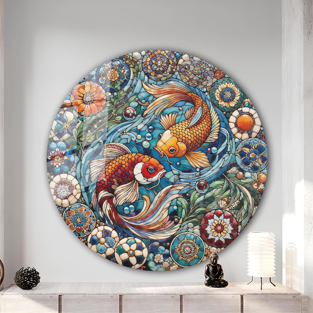 Koi Fish Wall Art, Tempered Glass Wall Art, Glass Printing, Koi Fish ...