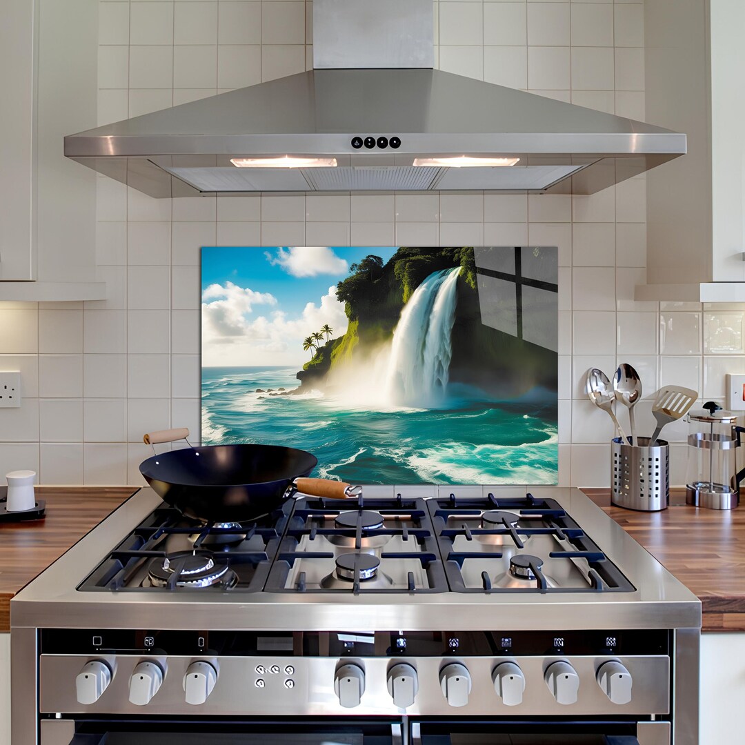 Tempered Glass Backsplash Tiles-nature Backsplash for Kitchen ...