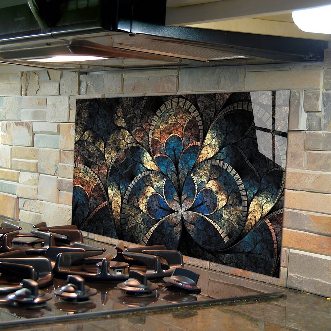 Tempered Glass Stove Backsplash, Kitchen Backsplash Tile, Chopping ...