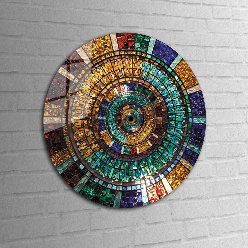 Stained Glass Wall Art Print Round Glass Art Panoramic Large Wall Art ...