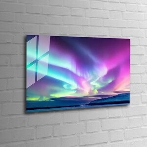Aurora Tempered Glass Wall Art, Northern Lights, Home Decor, Northern ...