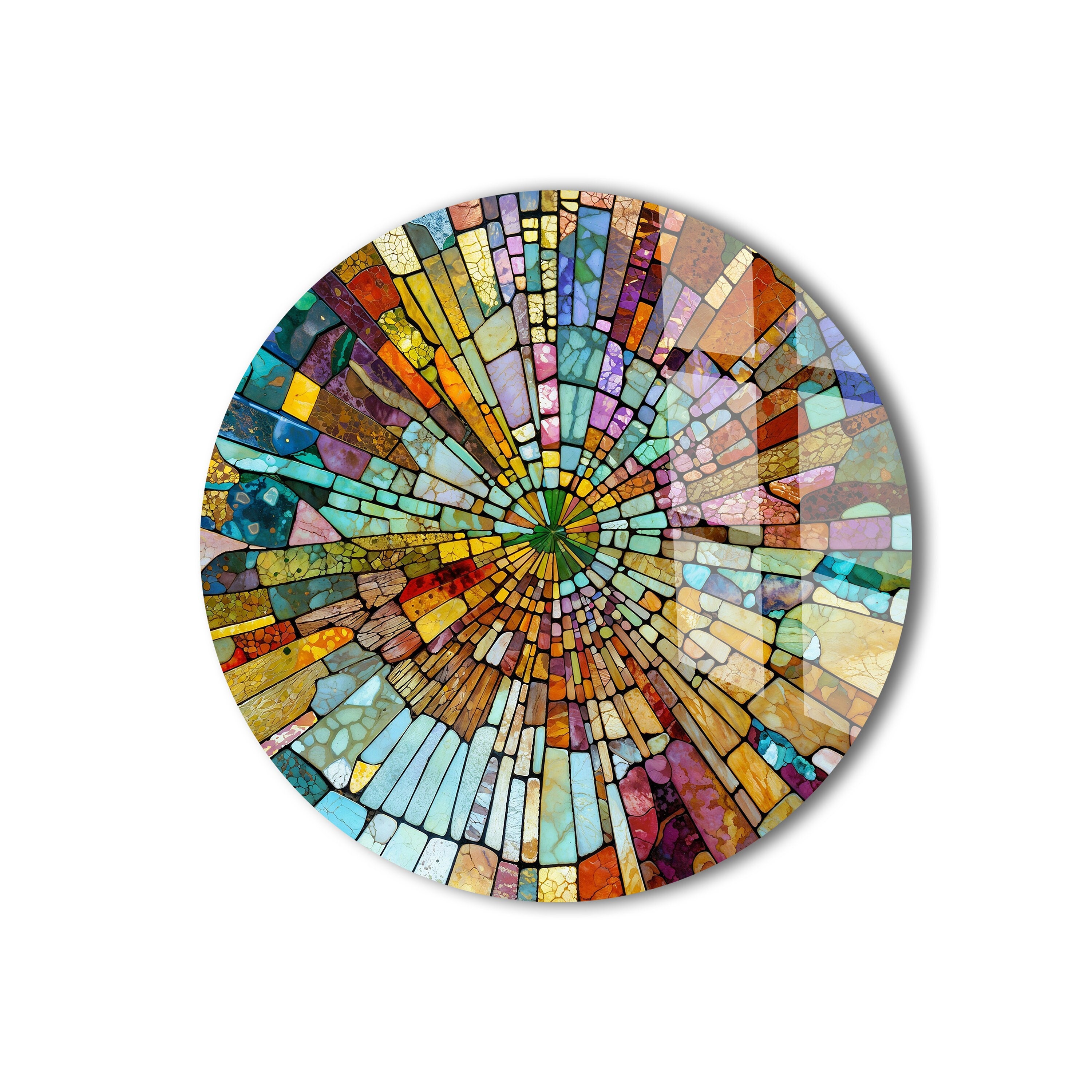 Stained Glass Wall Art Print Round Glass Art Panoramic Large Wall Art ...