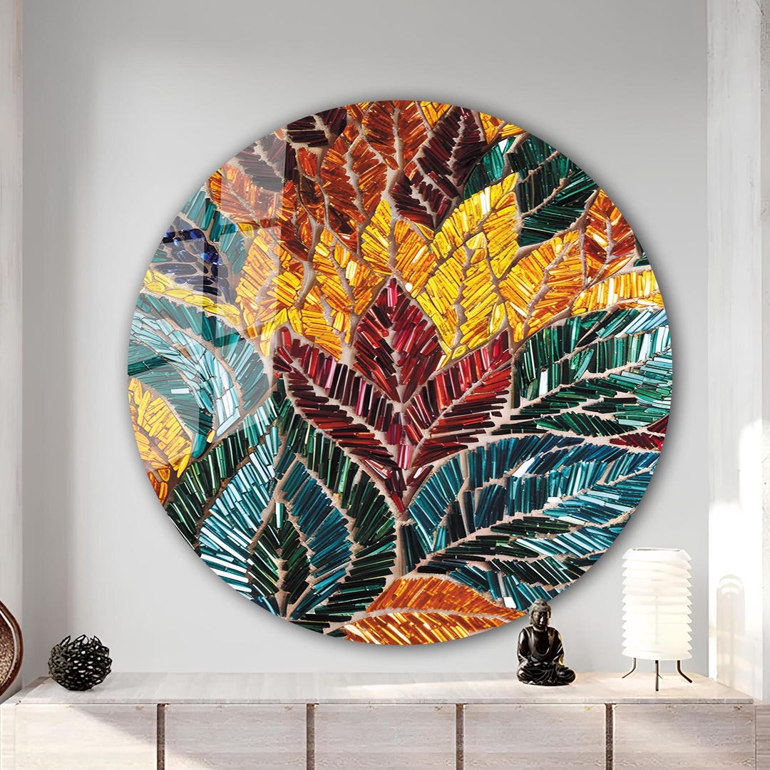 Stained Glass Wall Art Print Round Glass Art Panoramic Large Wall Art ...
