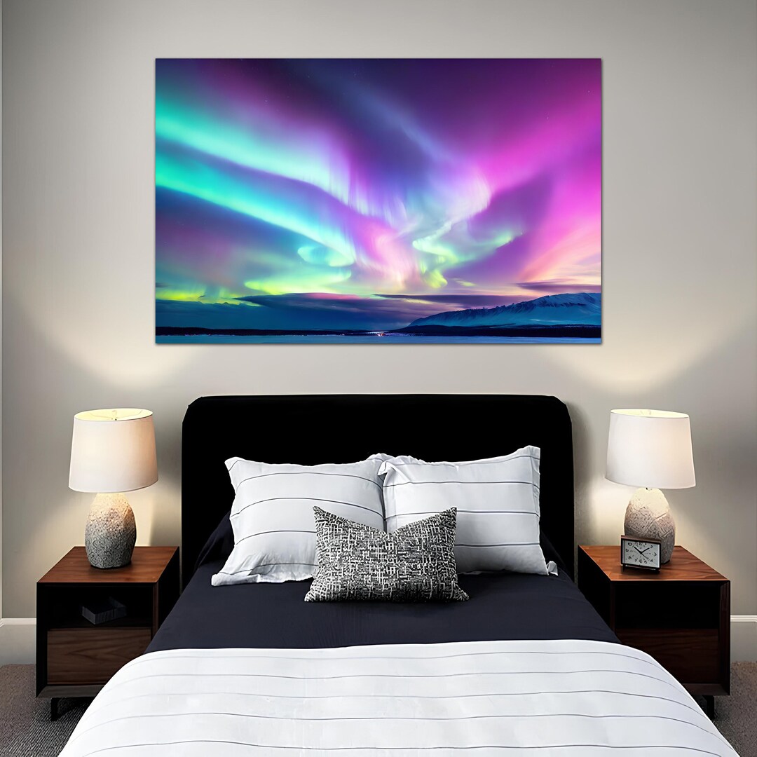 Aurora Tempered Glass Wall Art, Northern Lights, Home Decor, Northern ...