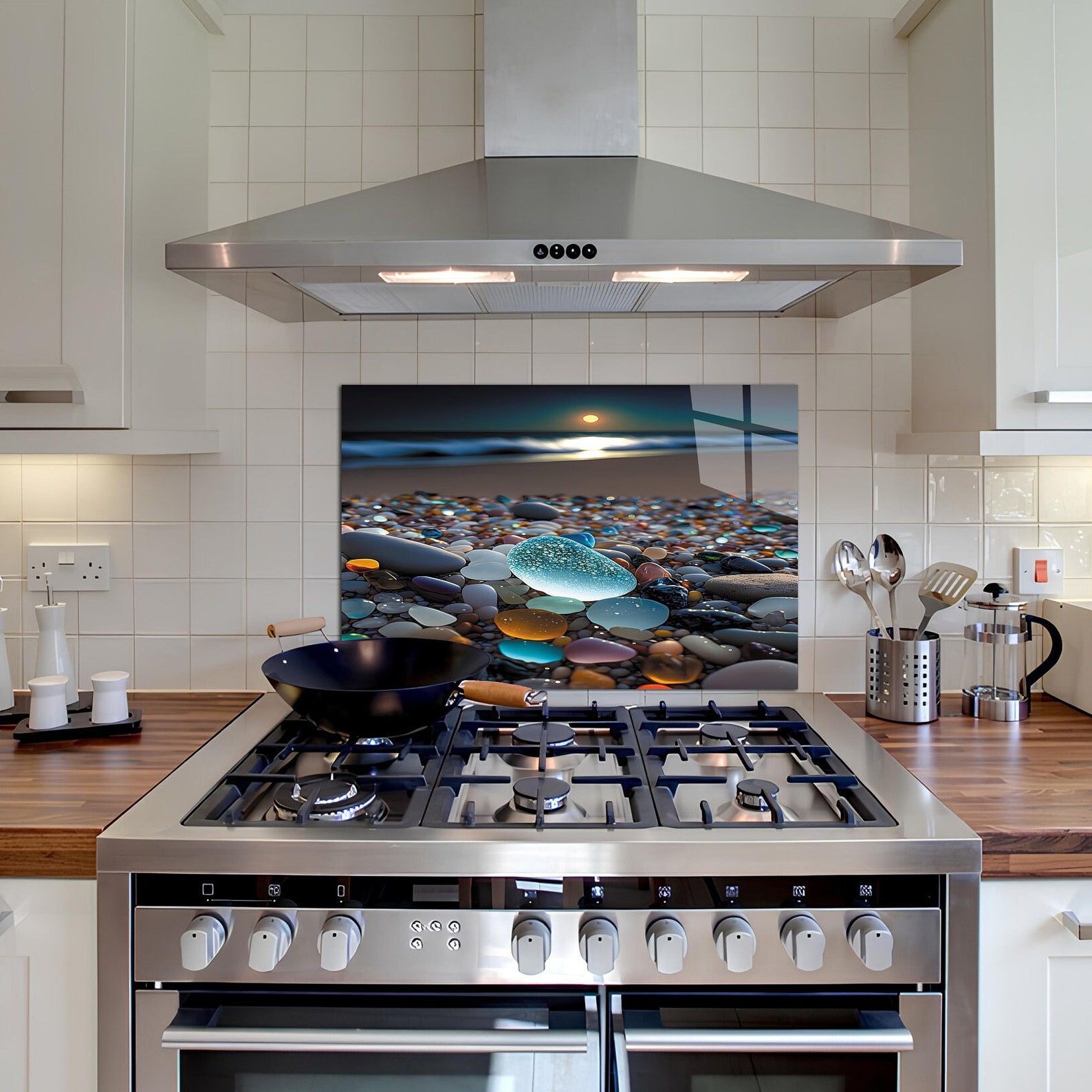 Tempered Glass Stove Backsplash, Kitchen Backsplash Tile, Chopping ...