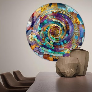 Stained Glass Wall Art Print Round Glass Art Panoramic Large Wall Art ...