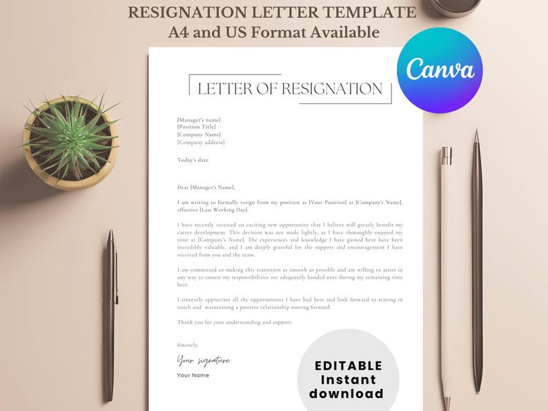 Professional Resignation Letter Template Resignation Letters Resign ...