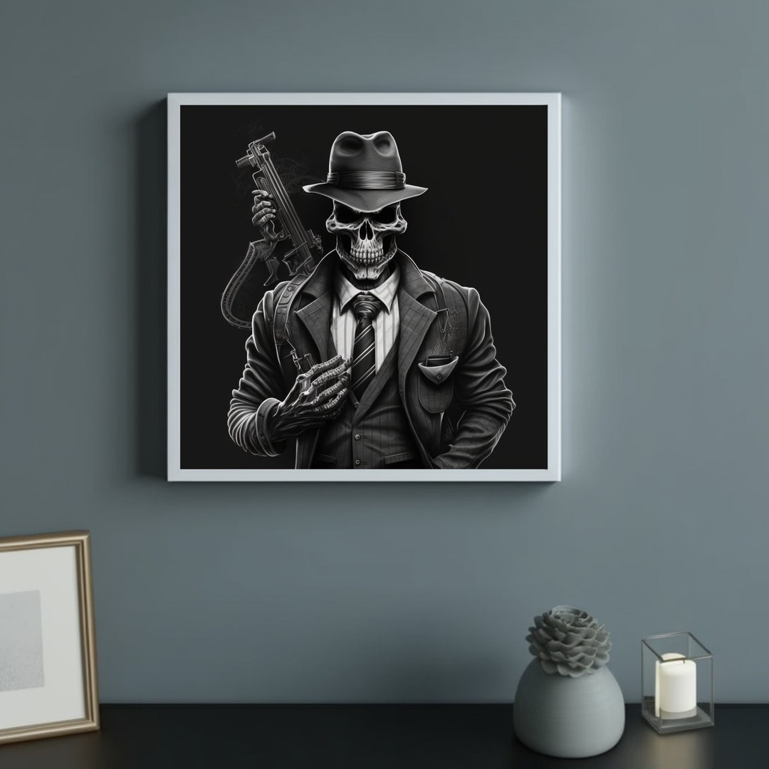 Skeleton Gunman Gangster Skeleton Art Skeleton Gangster - Etsy