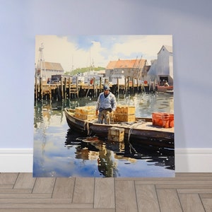 Water Color Scene of a New England Warf, Fantastic Home Decor ...