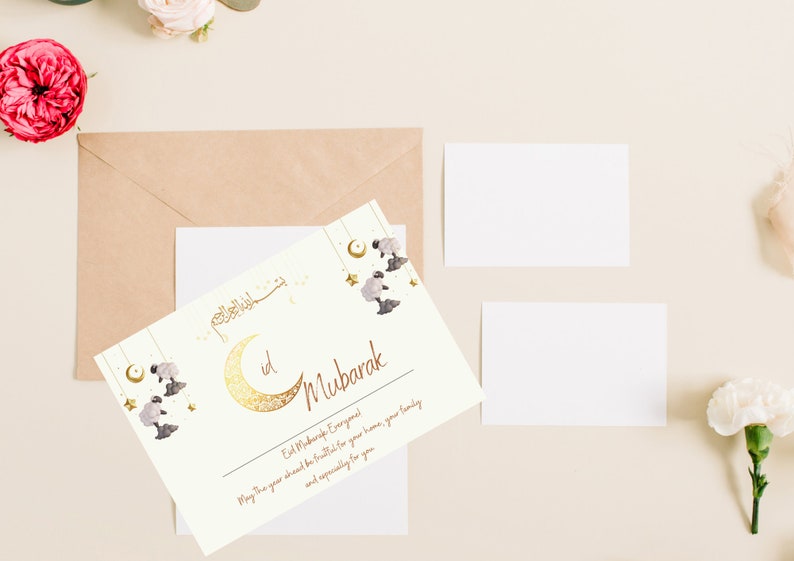 Eid Mubarak Card, Elegan Eid Mubarak Card, Digital Prints, Eid ...