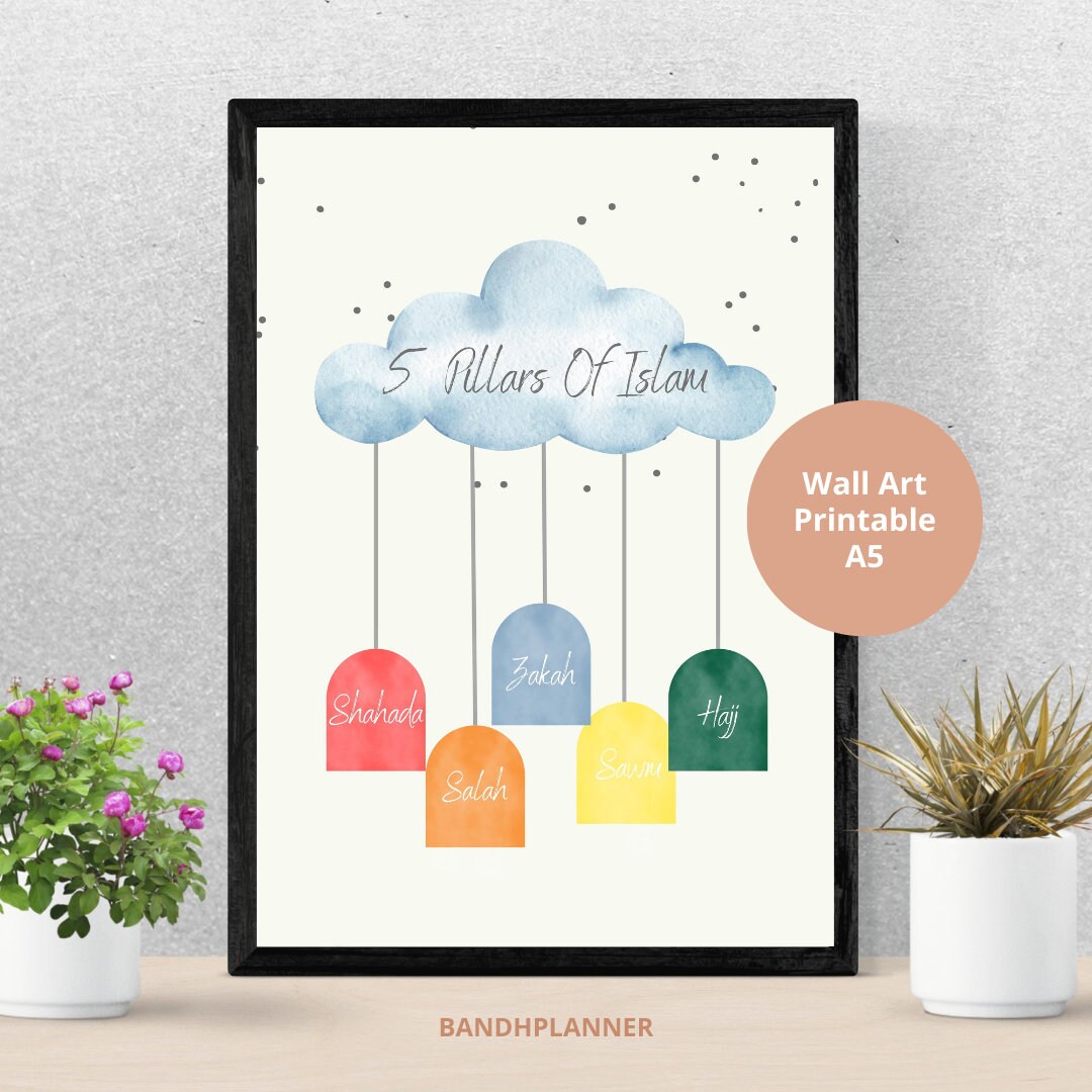 5 Pillar of Islam, 6 Pillars of Iman, Islamic Nursery Wall Art, Childs ...