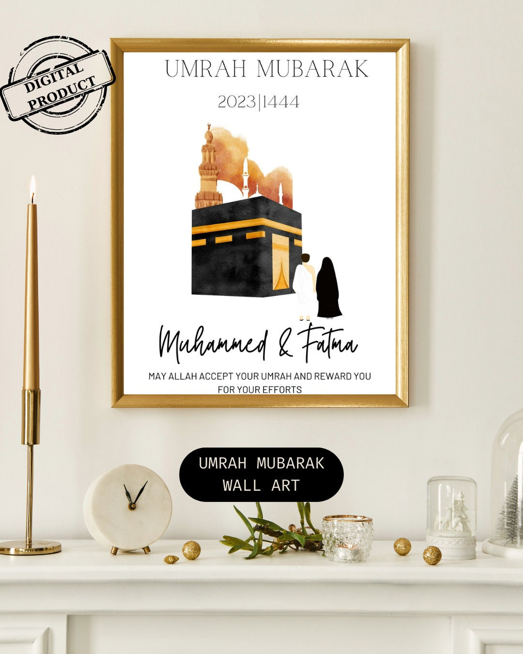 Personalized Umrah Mubarak& Hajj Mubarak, Gift Digital, Islamic Poster ...