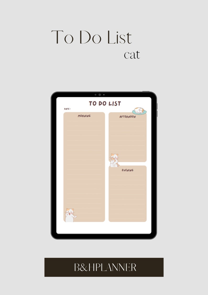Printable to Do List, Digital to Do List, to Do List With Cat, Cat ...