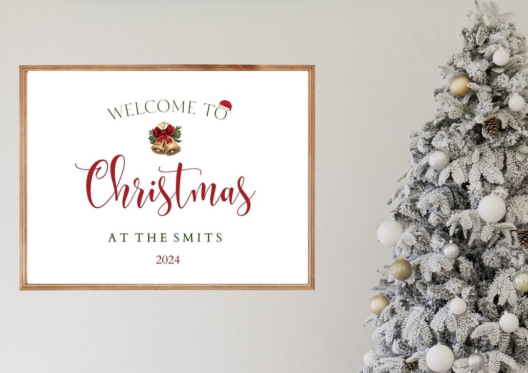 Personalized Christmas Welcome Sign, Printable Custom Family Christmas ...