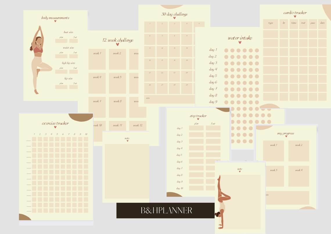 Fıtness Planner, Challange Planner, Body Measurements, Girl Fitness ...