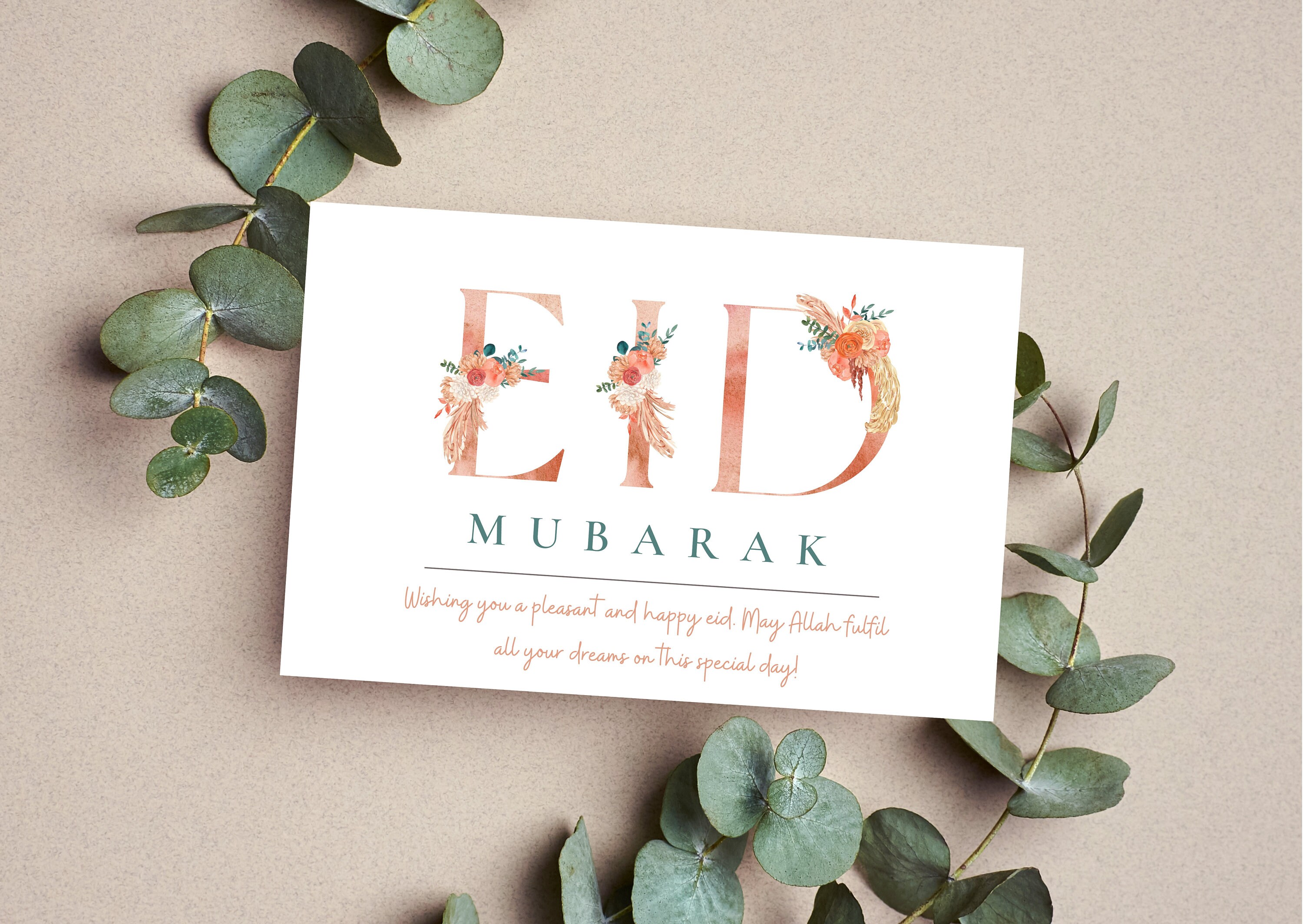 Eid Mubarak Card, Elegan Eid Mubarak Card, Digital Prints, Eid ...