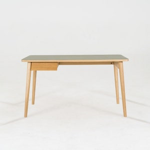 Solid Oak Wood Desk: Linoleum Top, Modern Home Office - Etsy