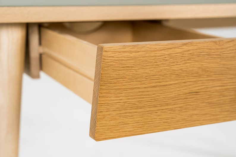 Solid Oak Wood Desk: Linoleum Top, Modern Home Office - Etsy