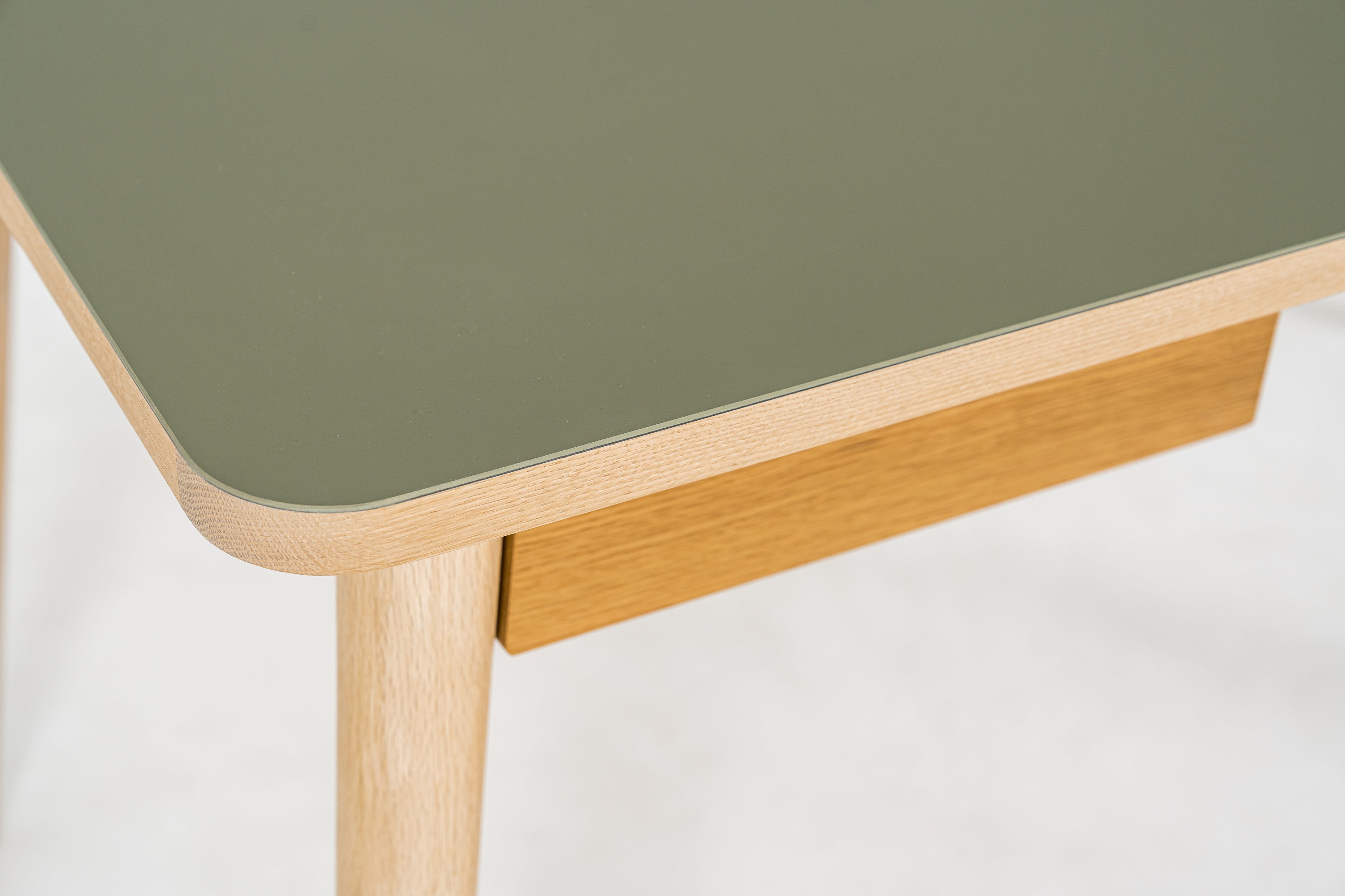 Solid Oak Wood Desk: Linoleum Top, Modern Home Office - Etsy