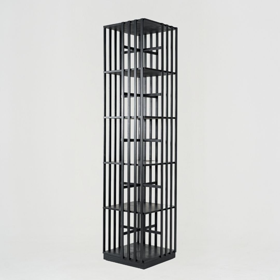 Black Oak Slatted Shelving Unit: Modern Bookcase - Etsy