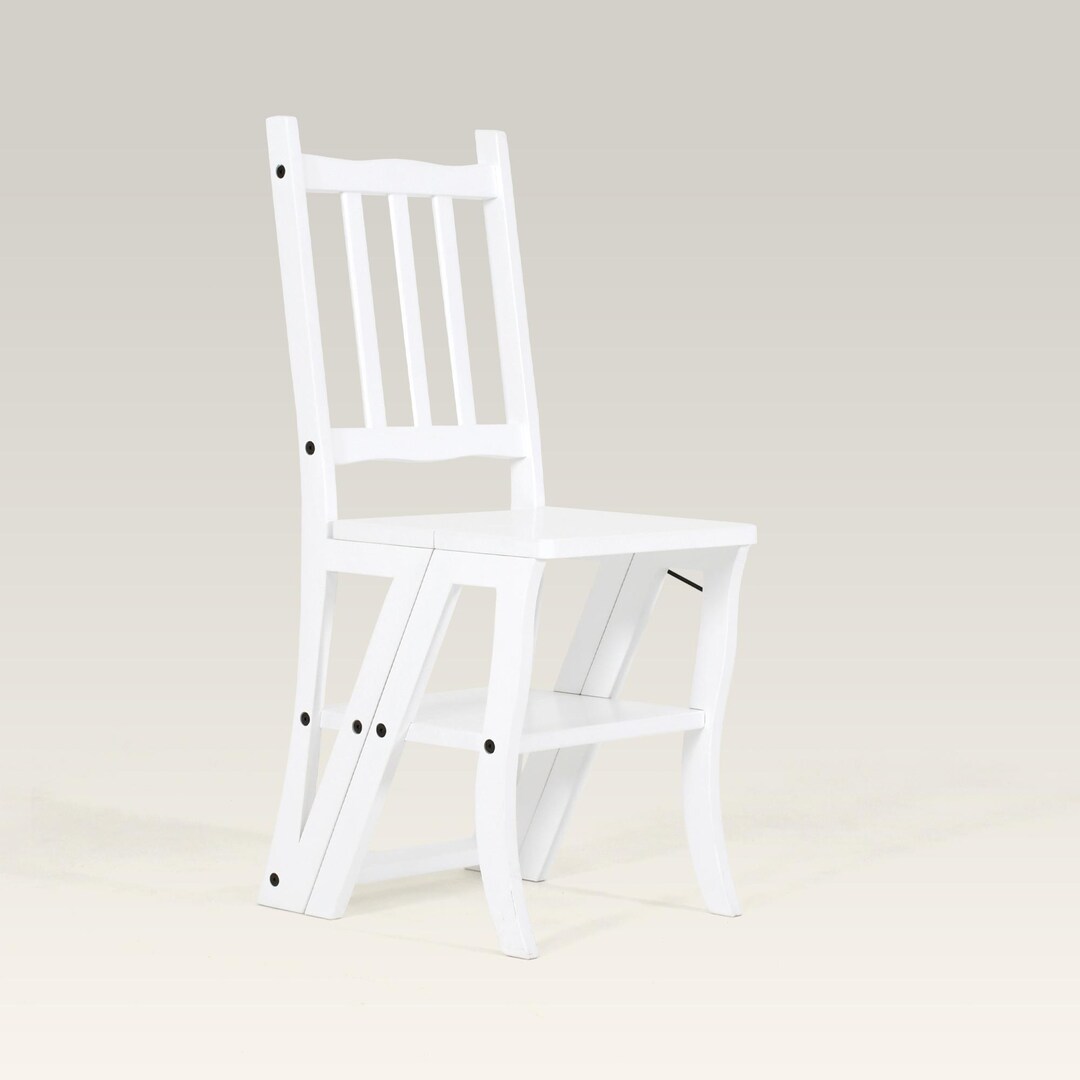 White Folding Ladder Chair: Portable Step Stool Seat - Etsy
