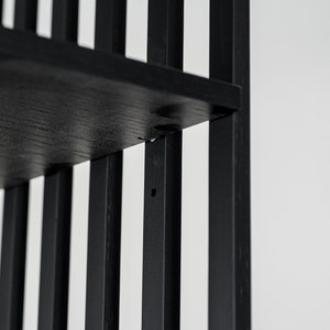 Black Oak Wood Slatted Shelving Unit: Modern Bookcase - Etsy Australia