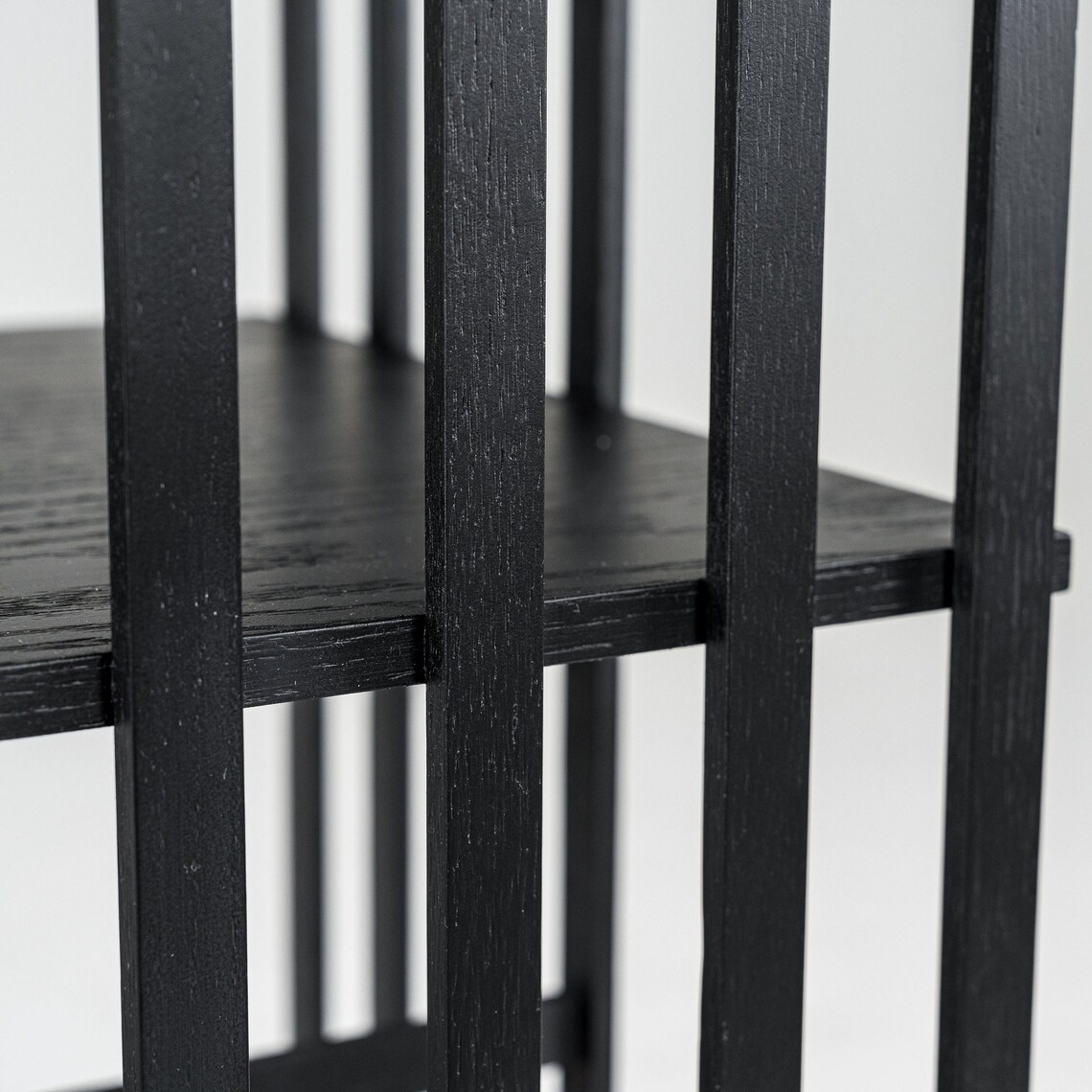 Black Oak Slatted Shelving Unit: Modern Bookcase - Etsy