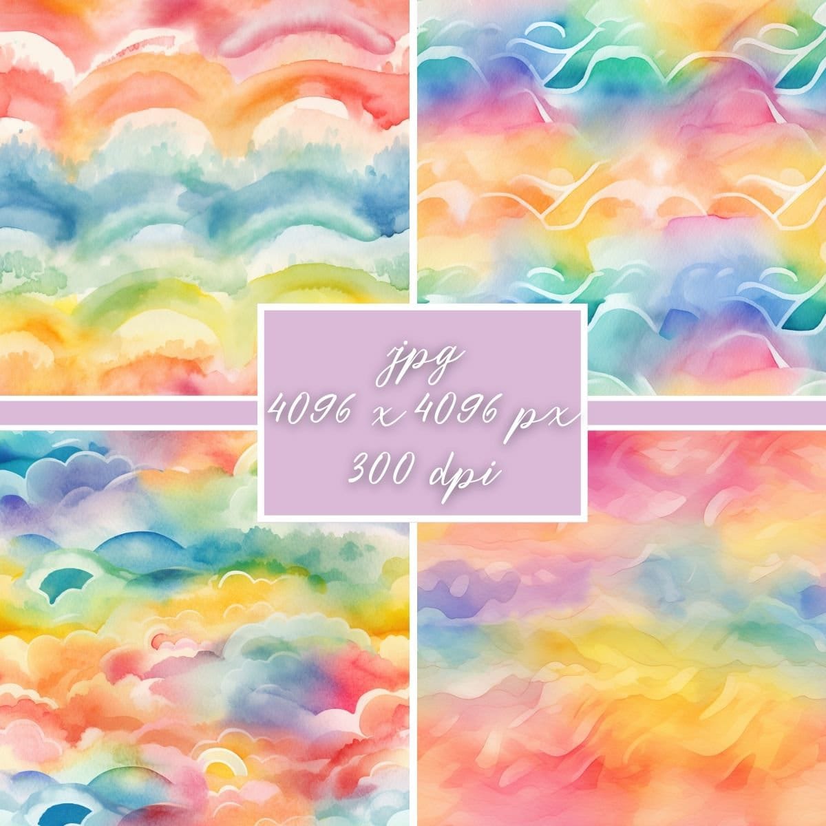Watercolor Rainbow Digital Paper, Pastel Rainbow Pattern, Seamless ...