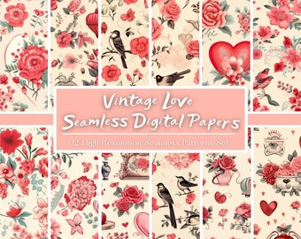 Romantic Digital Paper Pack Sweet Love Heart Valentine - Etsy