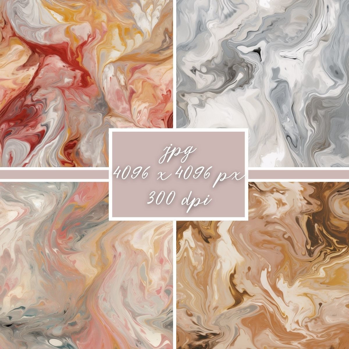 Marble Digital Paper Set, Colorful Marble Seamless Pattern, Soft Pastel ...