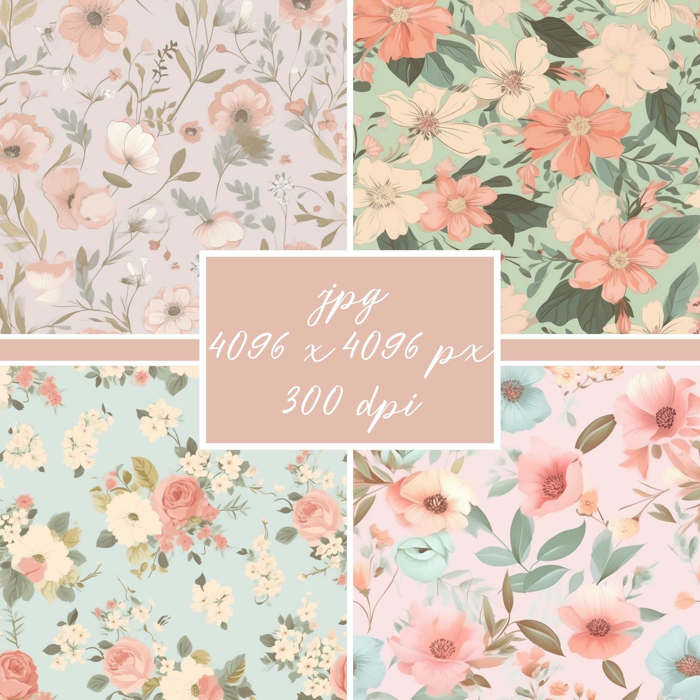 Soft Floral Digital Paper, Flowers Seamless Pattern, Printable Paper ...