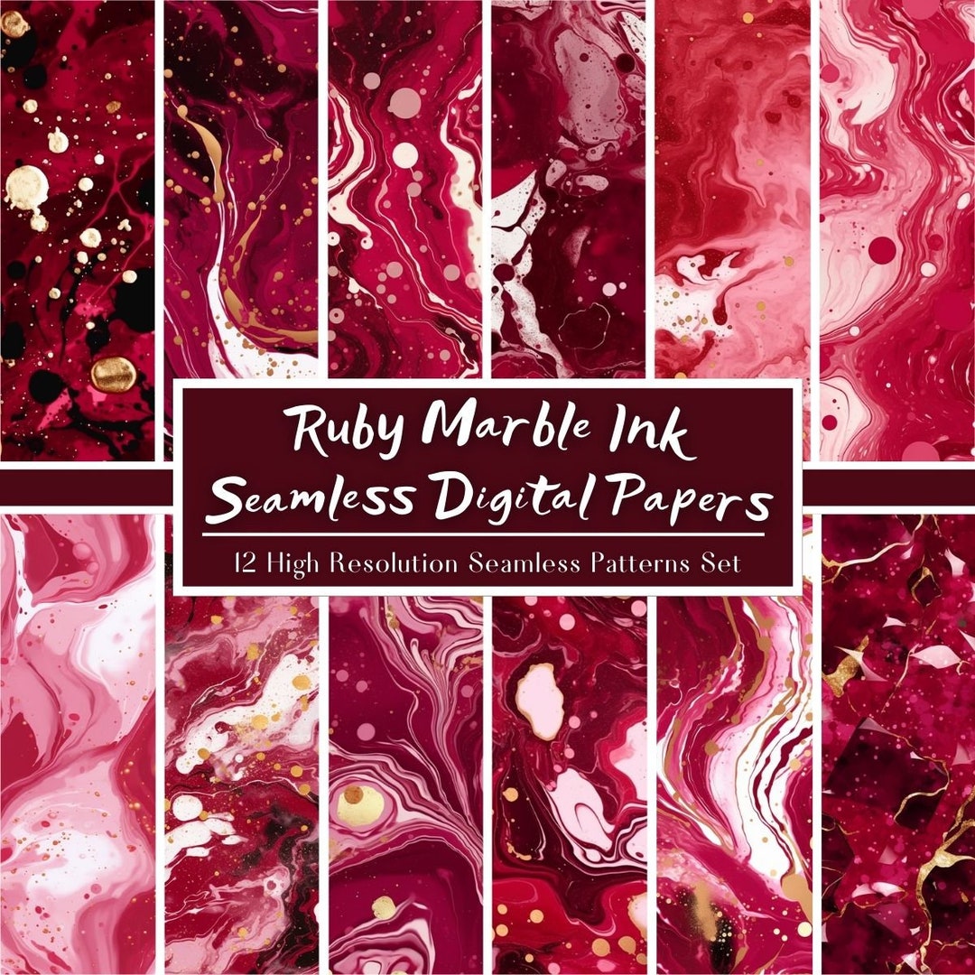 Ruby Marble Ink Digital Paper, Ruby Alcohol Ink Seamless Pattern, Red ...