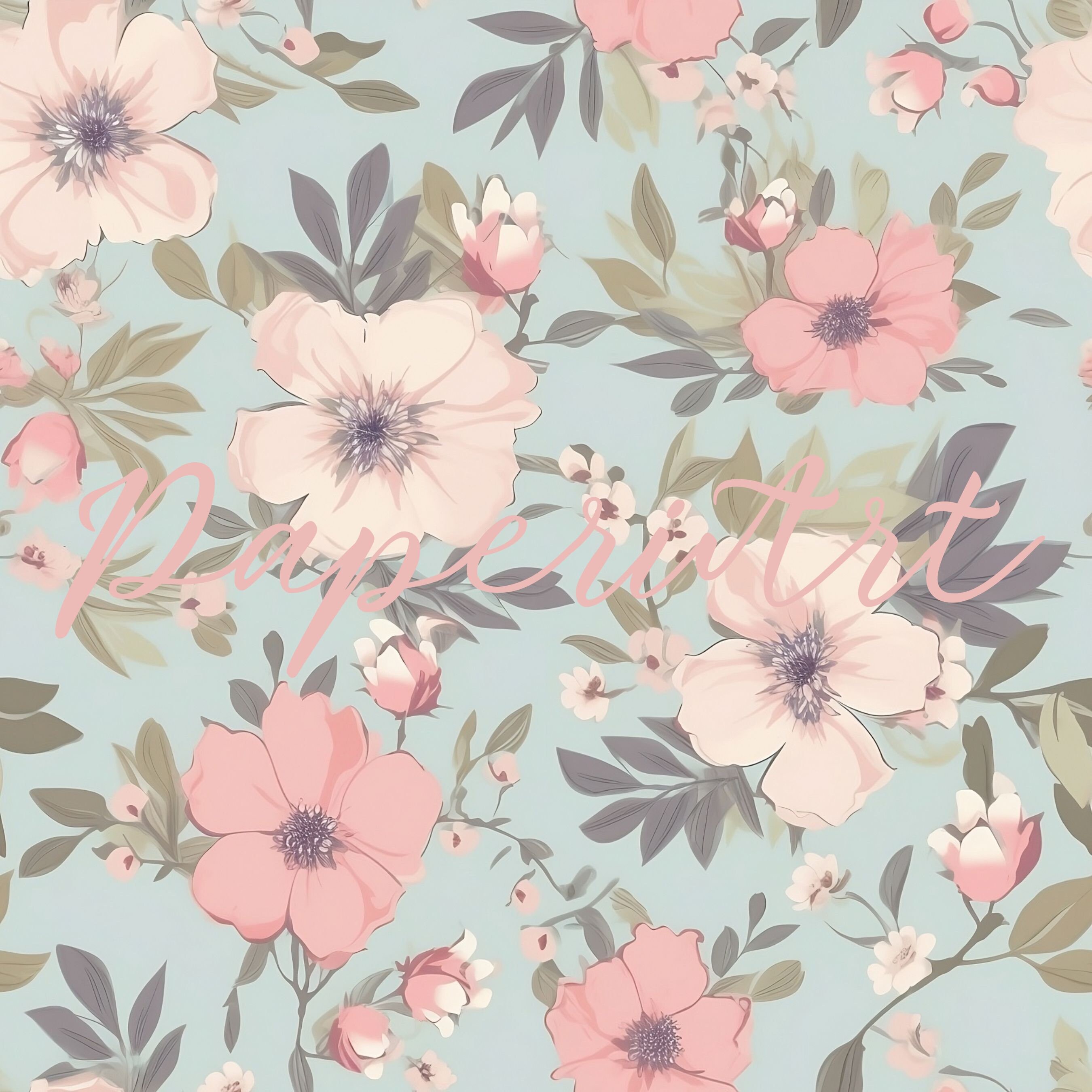 Soft Floral Digital Paper, Flowers Seamless Pattern, Printable Paper ...